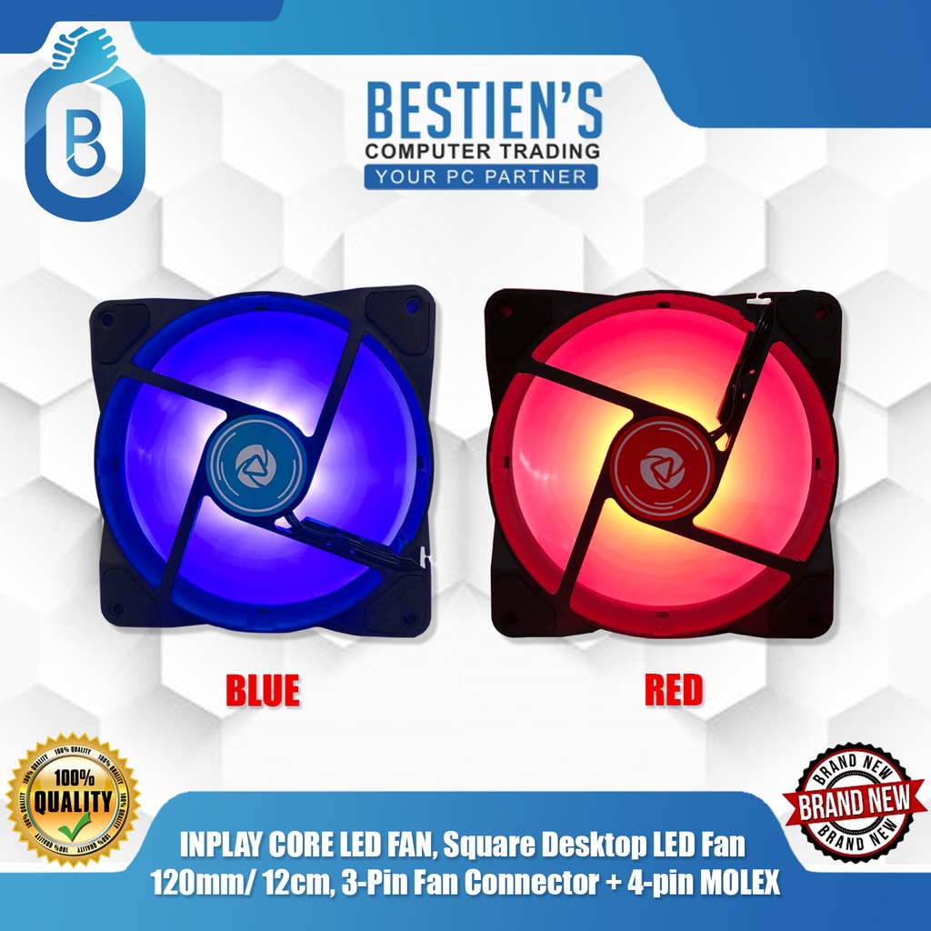 INPLAY CORE LED FAN, Square Desktop LED Fan 120mm/ 12cm, 3-Pin Fan ...