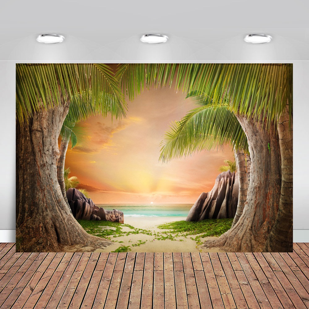 Summer Backdrops Tropical Palms Trees Sea Beach Travel Bus Photography ...