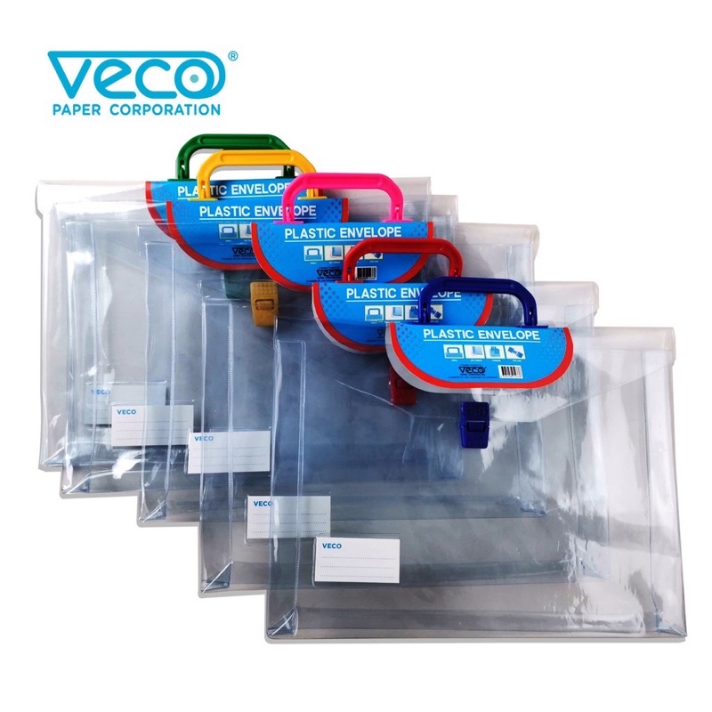 1pc Veco Plastic Long Expanding Transparent Envelope (Assorted Color ...