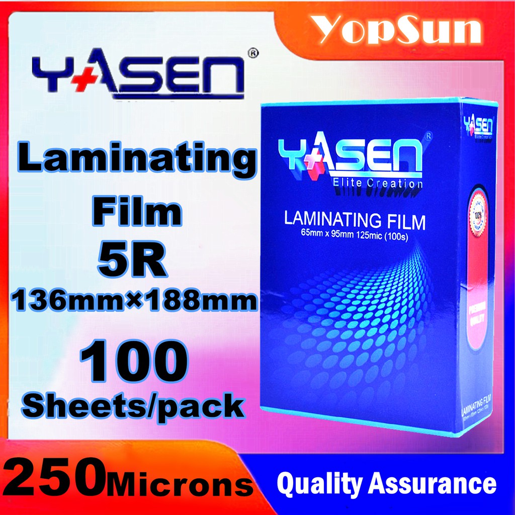 YASEN BRAND Laminating Film 5R 136mm x 188mm 250 Microns 100 Pcs/pack | Shopee Philippines