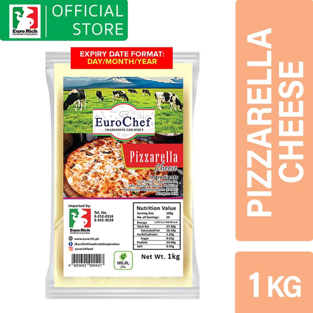 Euro Chef Pizzarella Cheese Block 1kg (EXPIRY DATE: D/M/Y) | Shopee ...