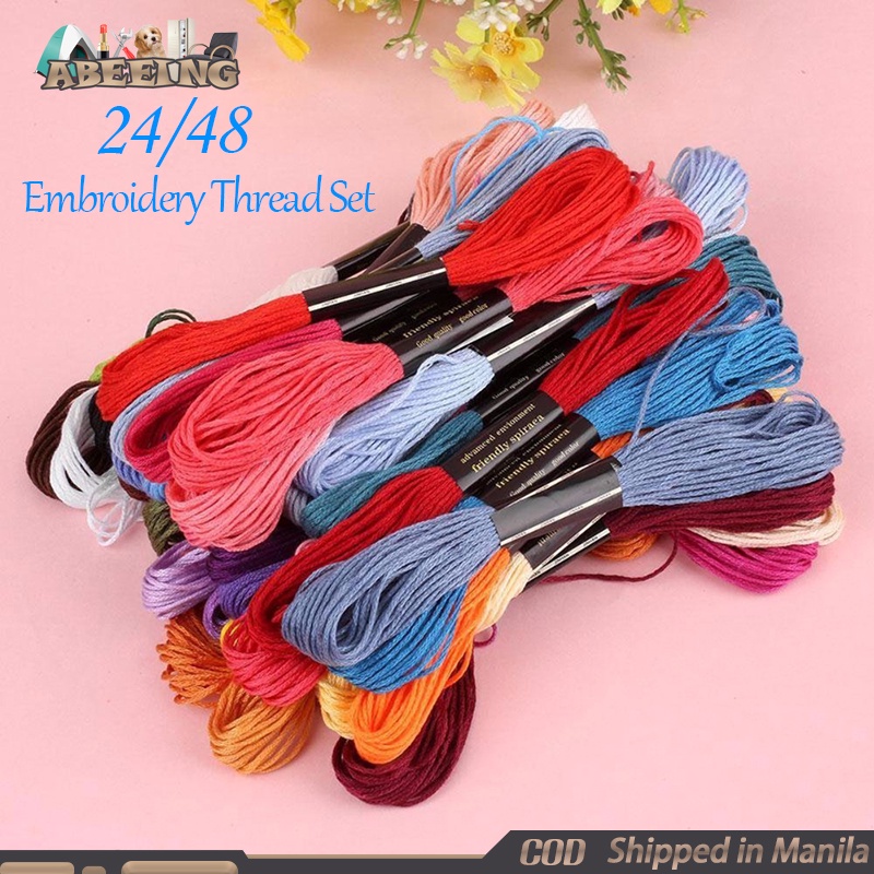 24/48 Colors Embroidery Thread Set Multicolor Thread Cross Stitch ...