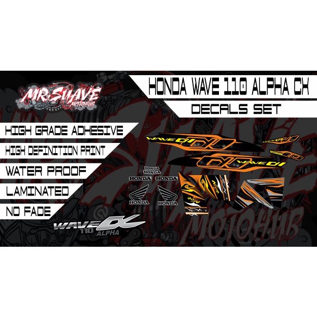 Honda Wave 110 Alpha CX Stock Decals Set | Shopee Philippines