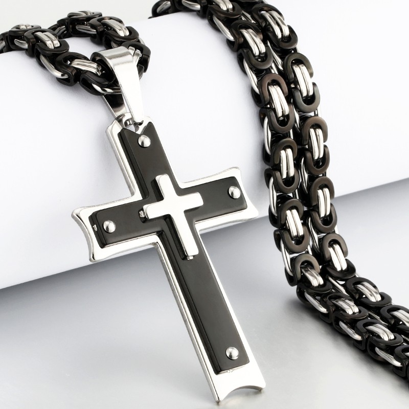 Punk Religious Christian Cross Stainless Steel Pendants Necklaces for ...
