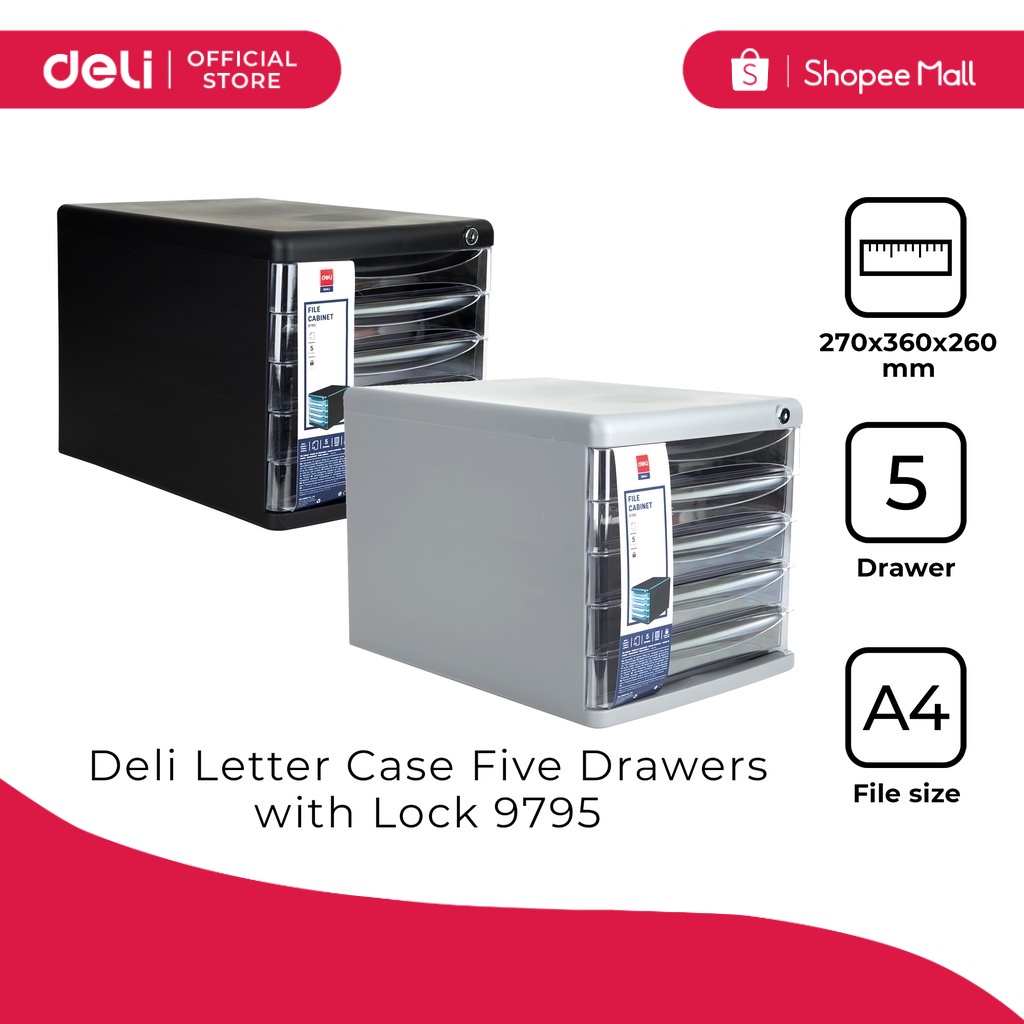 Deli 9795 Letter Case Five Drawers with Lock (1PC) [75219795] | Shopee ...