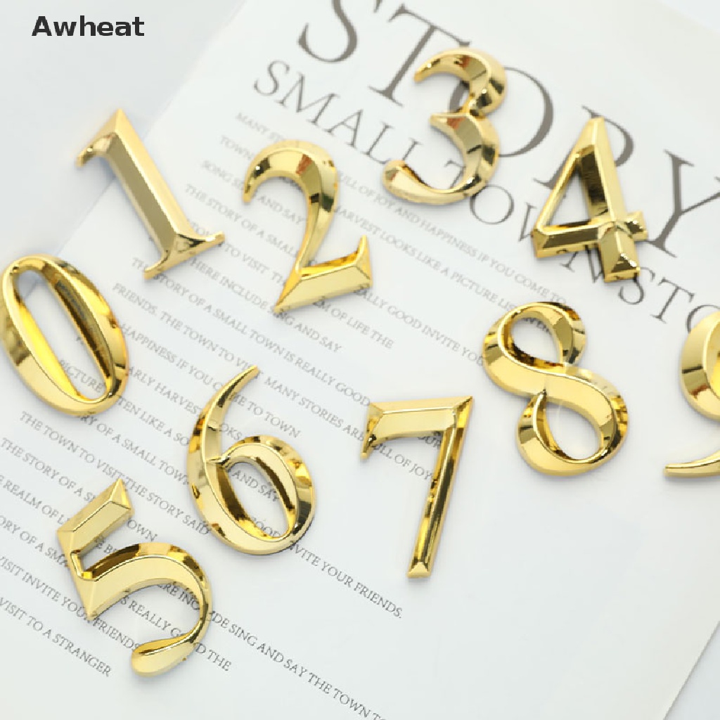 Awheat 1pc Height 5cm Golden Home Sticker Address Door Label Gold ...