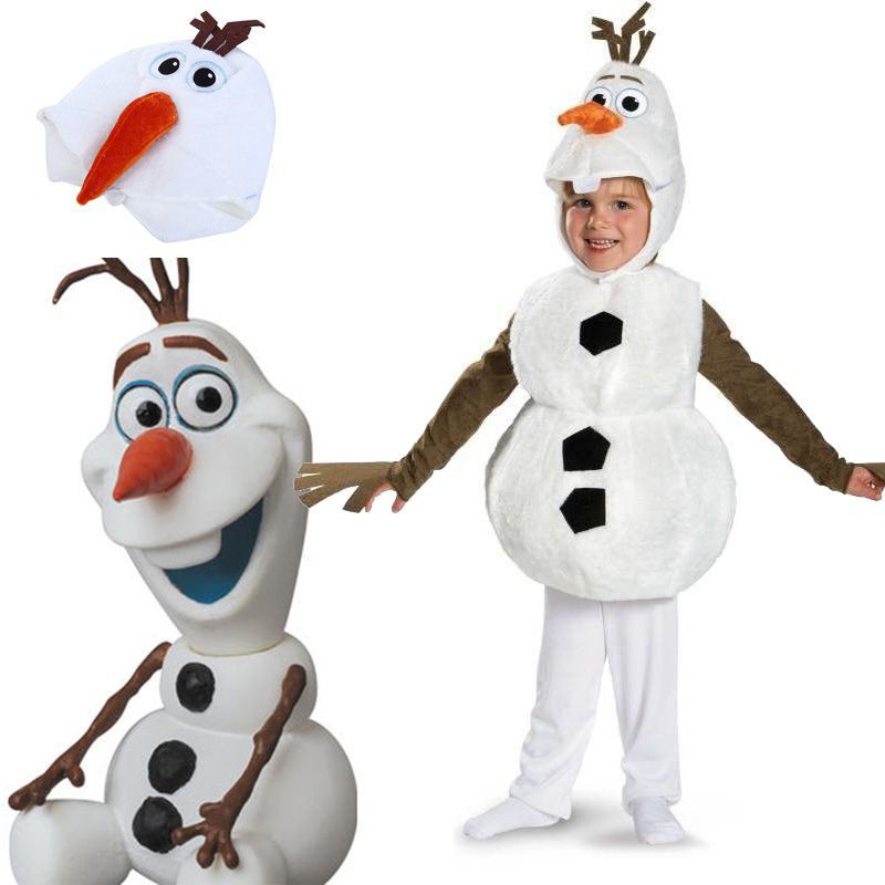 Frozen Snowman Olaf Cosplay Costume Kids Halloween Dress Up Jumpsuit ...
