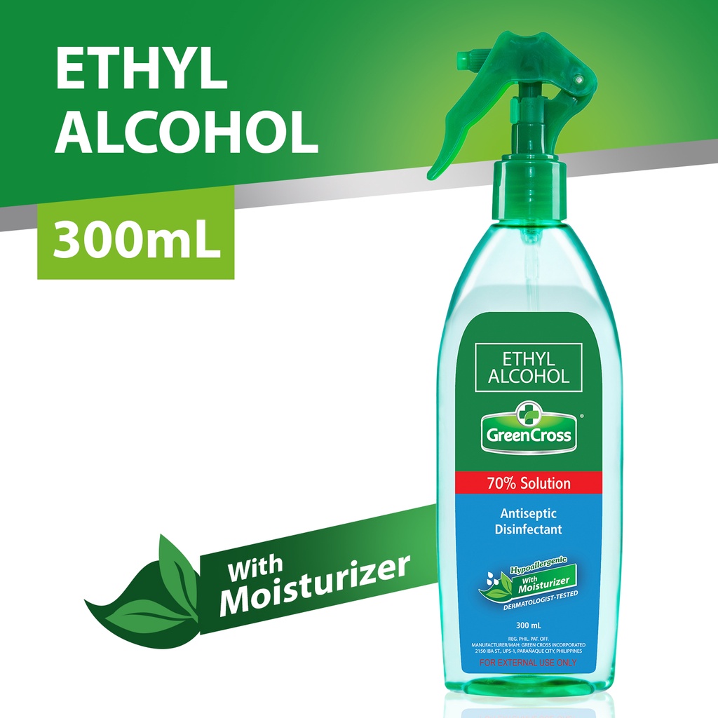 Green Cross Ethyl Alcohol with Moisturizer 70% Solution (300 mL ...