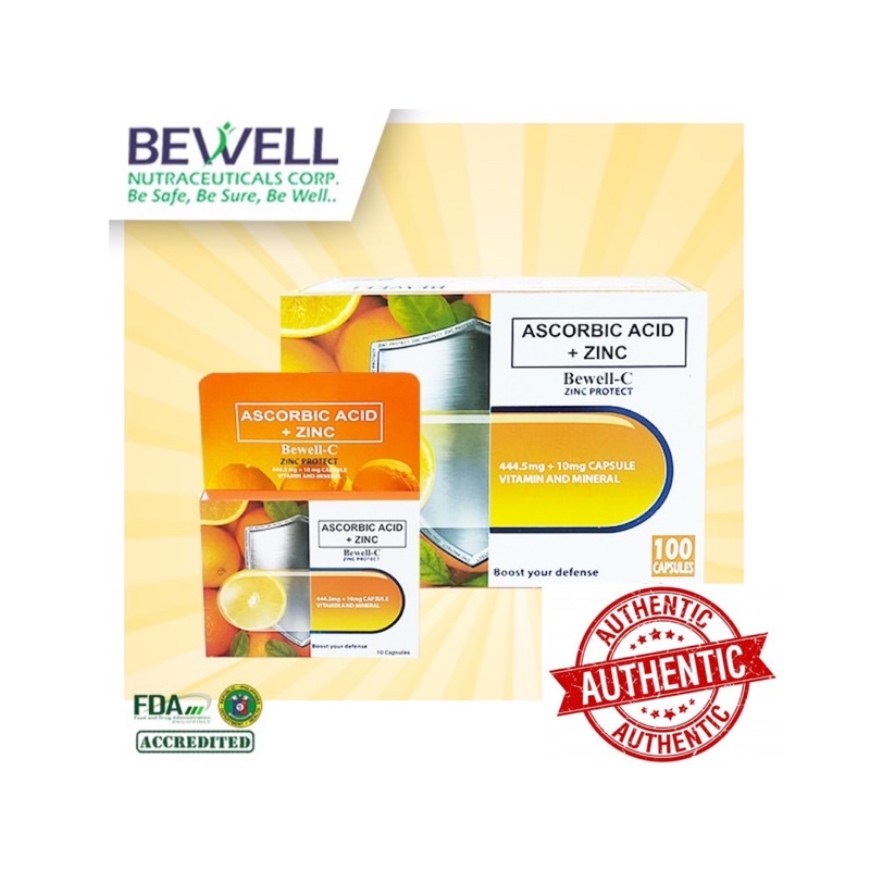 Bewell-C Ascorbic Acid + Zinc 500mg/capsule, 100capsules/box | Shopee ...