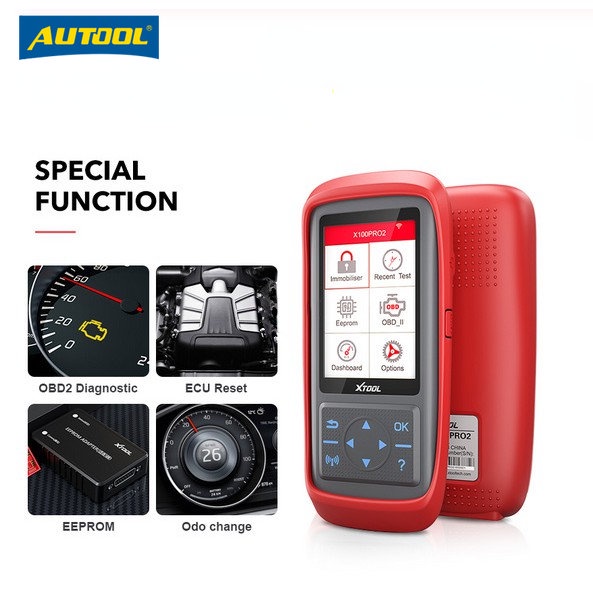 AUTOOL X100 Pro2 Car Key Programmer EEPROM OBD2 Adjustable Distance ...