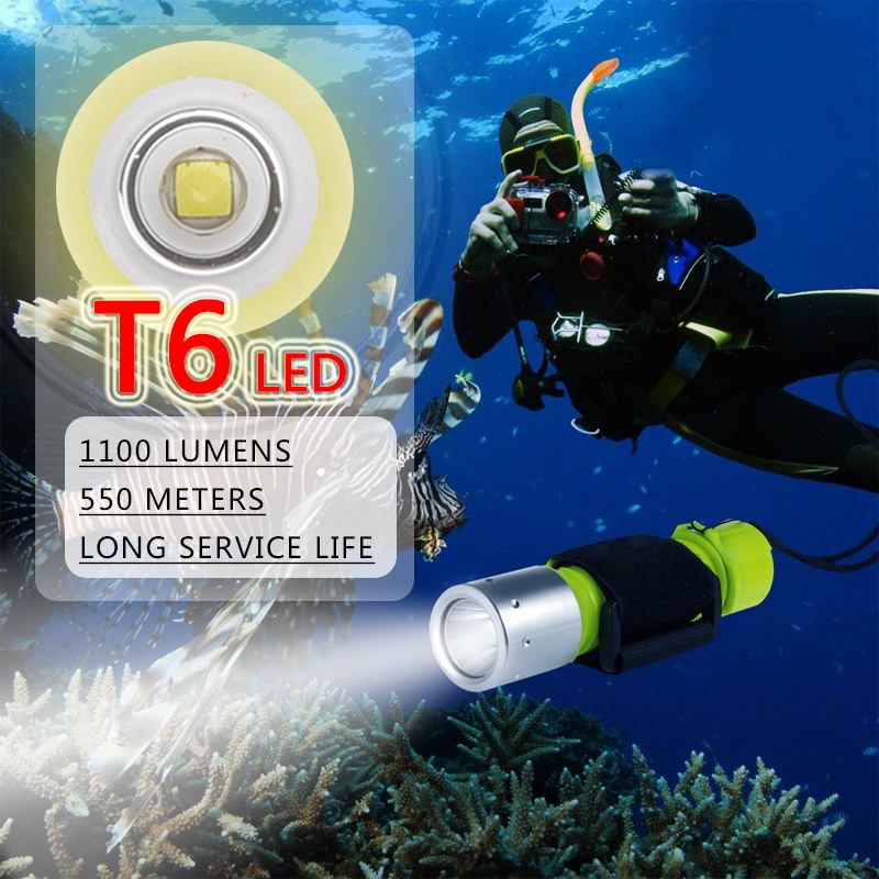 1100lm T6 Mini Diving Light Diver Diving LED Flashlight Waterproof Wear ...