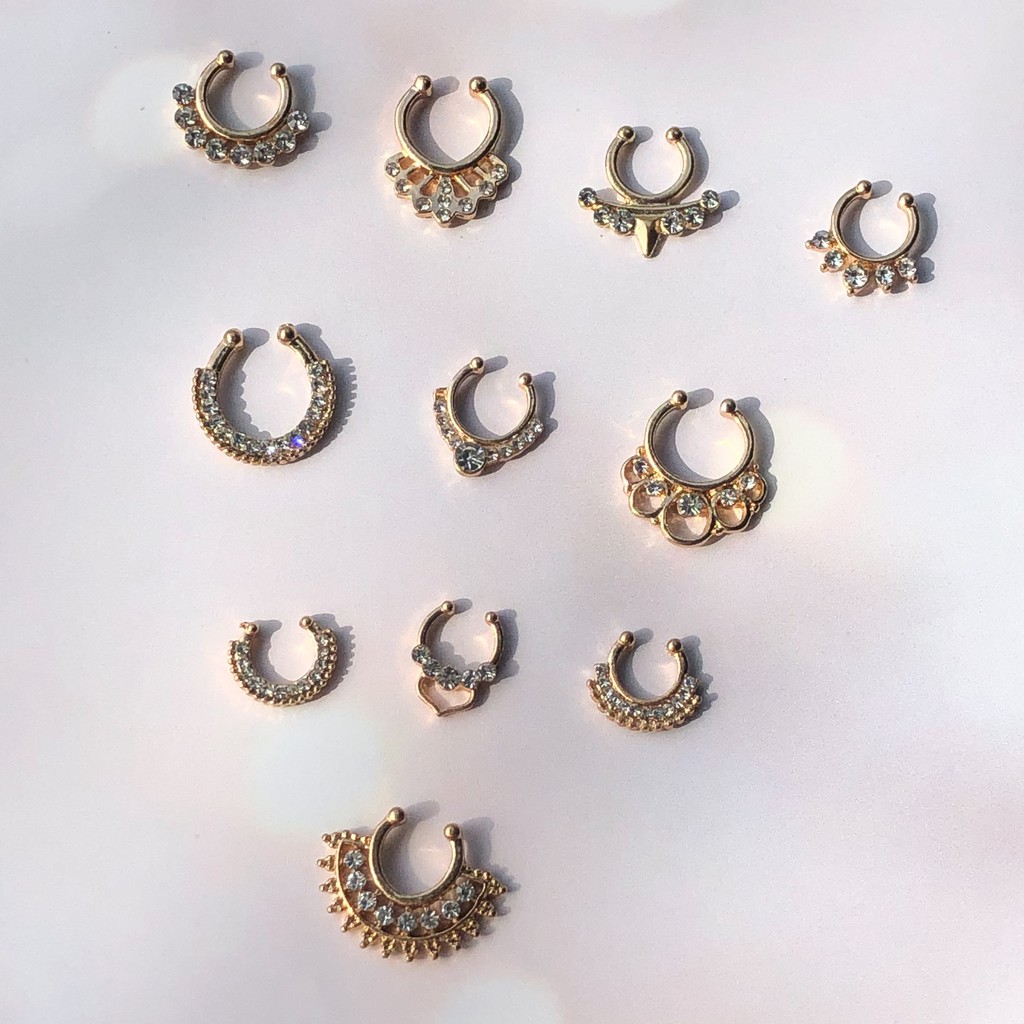 Horseshoe Faux / Fake / Clip on / Slide on Septum Nose Ring | Shopee ...