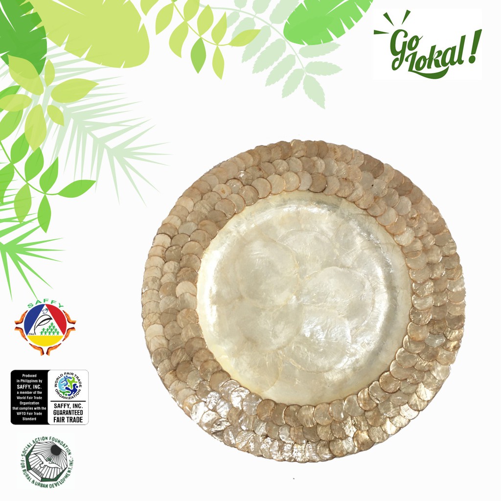 Laminated Capiz Plate Charger (with Embossed Round Capiz Chips ...