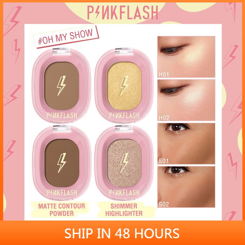 PINKFLASH 4 Colors Highlighter & Contour Bronzer Palette | Shopee ...