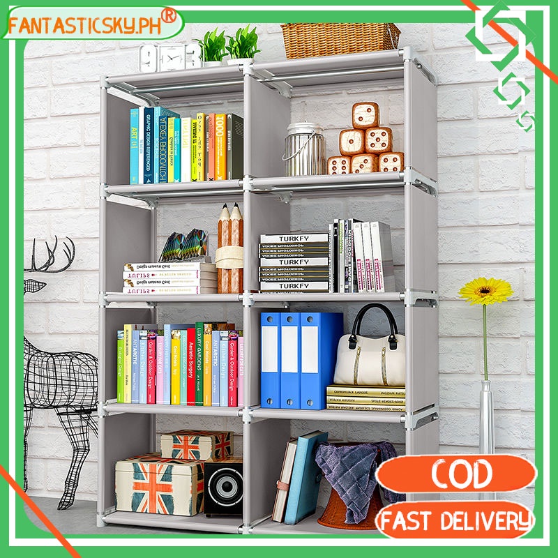COD 4-Tier 8 Cubes Simpleng Bookshelf Floor Shelf Simple Modern Storage ...