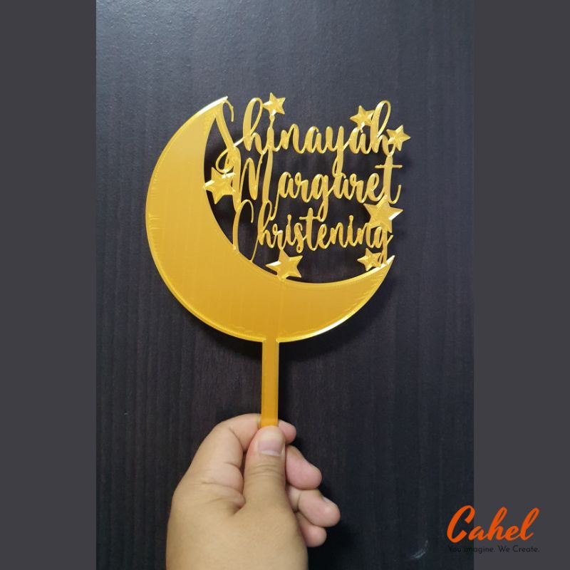 Happy Christening Baptism Dedication Cake Topper Moon Cake Topper ...