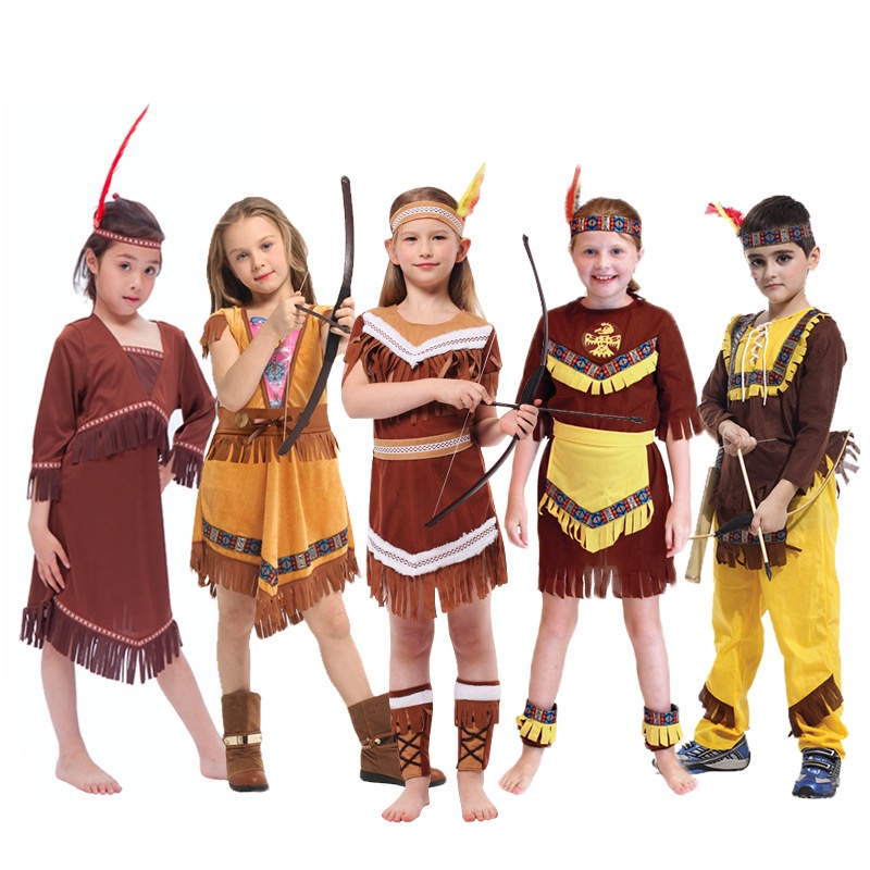 Children Native Indian Savage Clothes Primal Costumes Stage Performance ...
