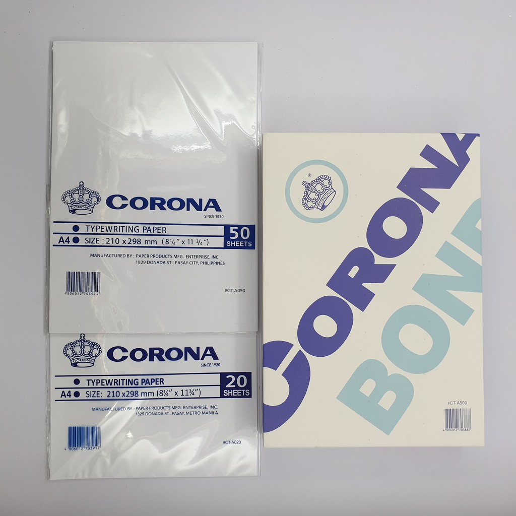 Corona Bond/Typewriting Paper s16 /70g (20/50/100 sheets) | Shopee ...