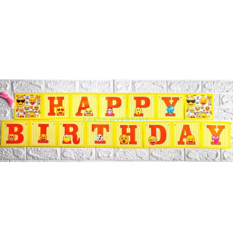 Happy Birthday Banderitas Emoji Smiley design Banner Bunting Flag Party ...