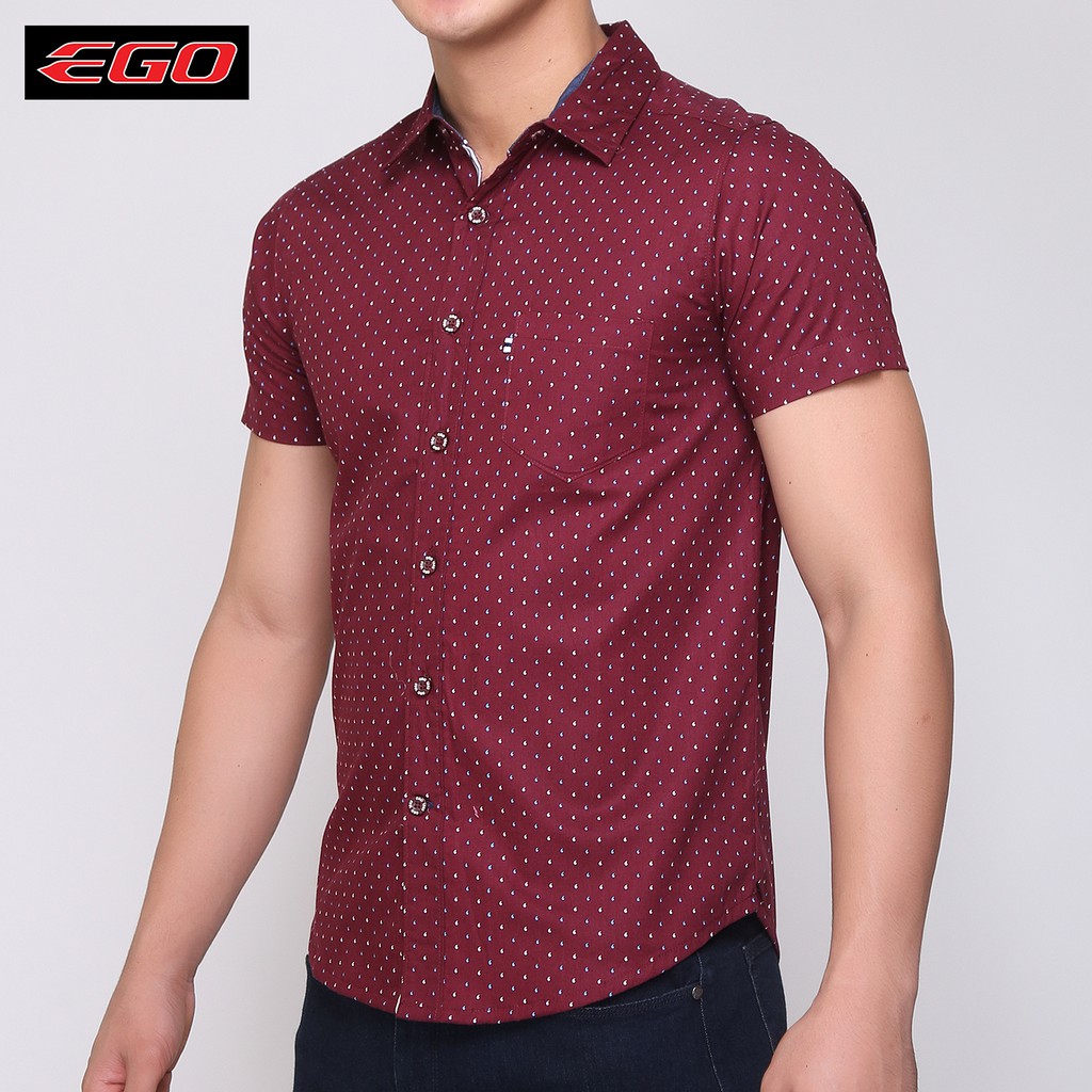 Ego Printed Woven Polo S/S EMT04-0656 (MAROON) | Shopee Philippines