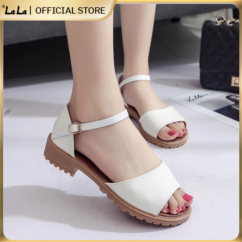 【LaLa】2022 NEW Korean trendy footwear simple strap Lady's flat sandals ...