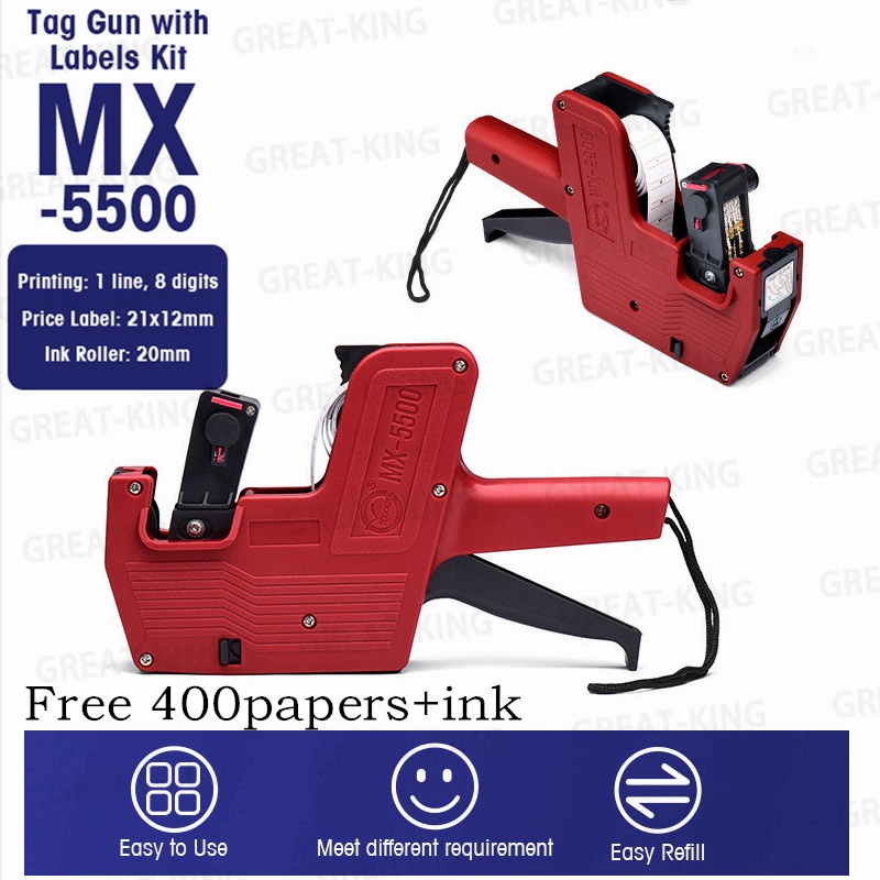 Great-King Durable Price Tag Gun Price Labeler 8 Digits FREE Price Tag ...