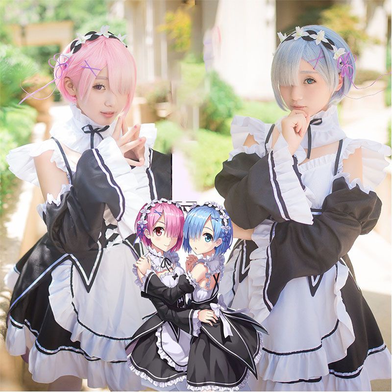 Amine Re:Zero Kara Hajimeru Lsekai Seikatsu Twins Ram/Rem Maid Dress Cosplay Costume | Shopee ...
