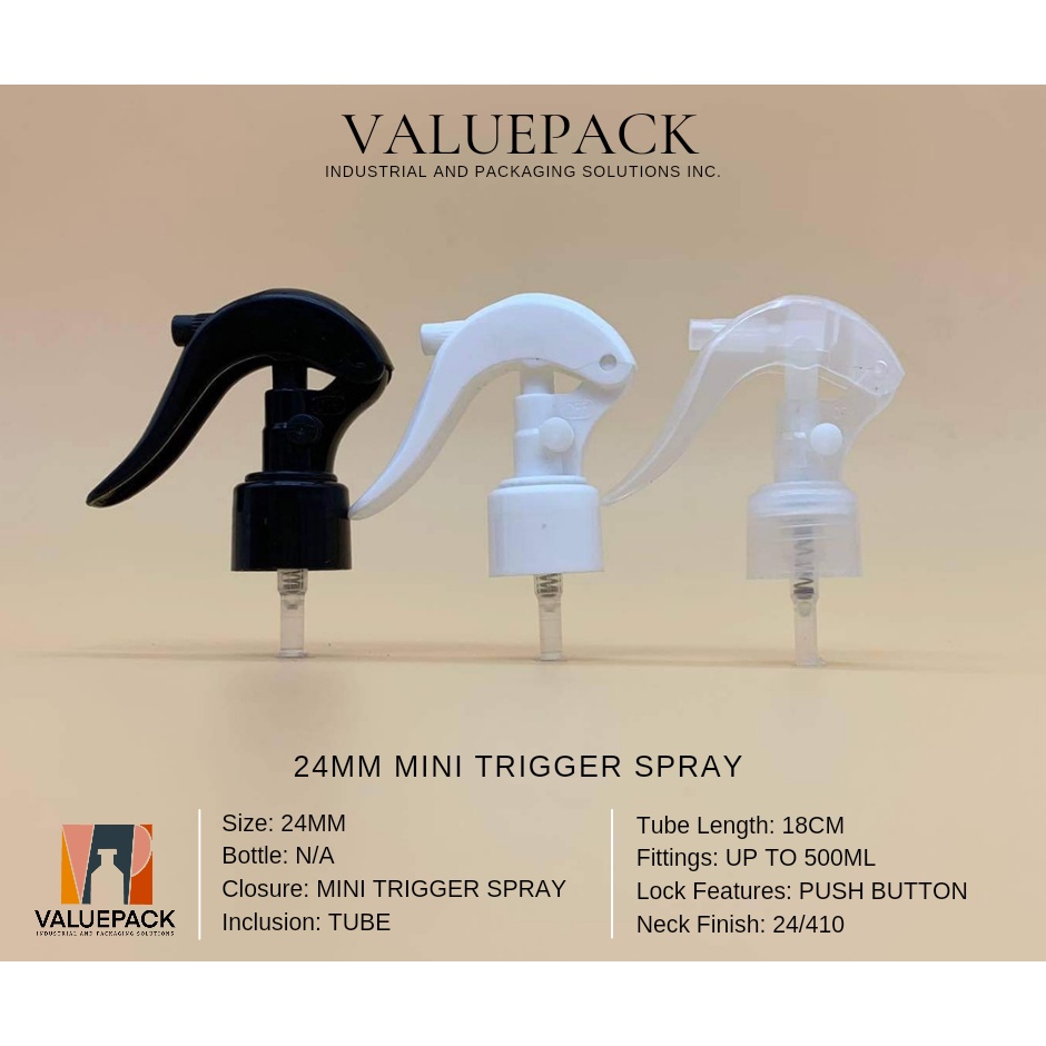 24mm BLACK mini trigger spray with tube length fits up to 500ml ...