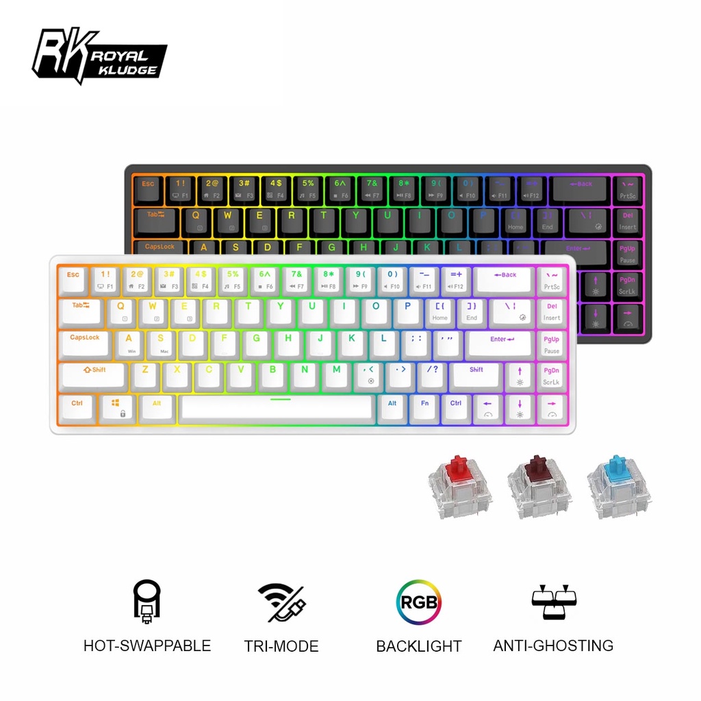 Royal Kludge RKG68 65% Tri-Mode Wireless RGB Hot-Swappable Mechanical ...