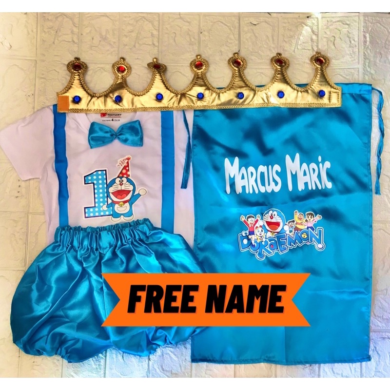 AQUA BLUE Doraemon Theme Birthday Outfit (1-3 yrs old) | Shopee Philippines