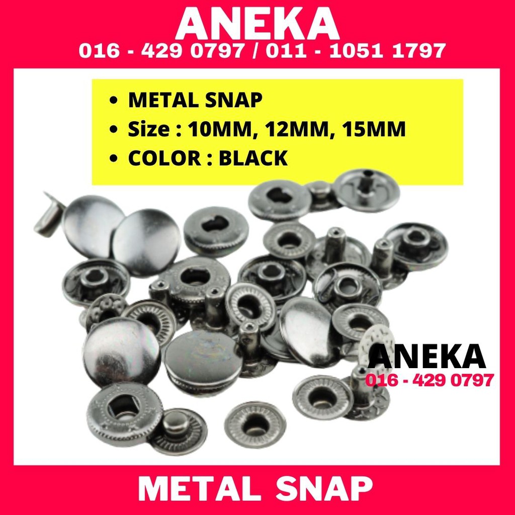10set 10mm 12mm 15mm metal snap buttons diy butang untuk uniform baju ...