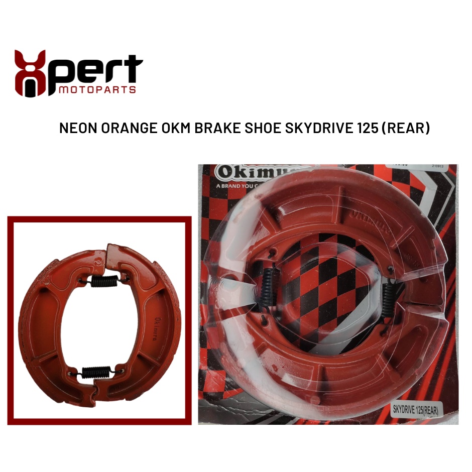 Original Okimura Neon Orange Brake Shoe Skydrive125(Rear)/TMX/TMS 125R ...