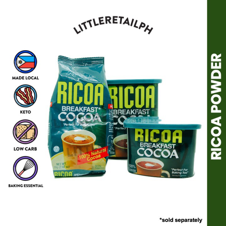Ricoa Breakfast Cocoa Chocolate Powder for Keto and Low Carb | Shopee ...