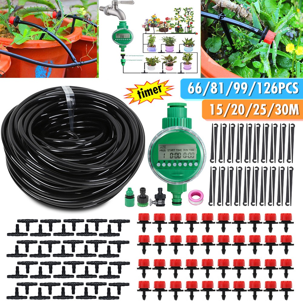 15/20/25/30m Garden DIY Automatic Watering Micro Drip Irrigation System ...