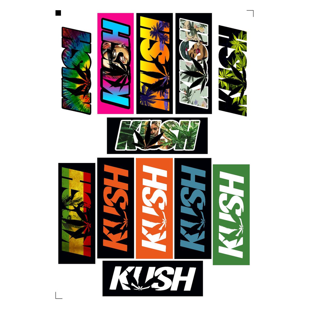 12PCS STICKER PACK High on Weed CaliKUSH Weatherproof water proof Good ...