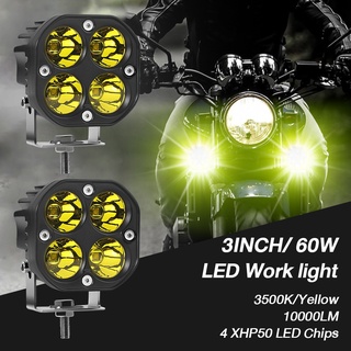 120W Double LED Mini Driving Light for Motorcycle Headlight Fog Lamp 2 Color All Weather MDL ...