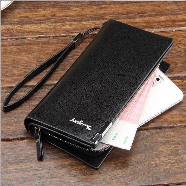 Business Men's Wallets Solid PU Leather Long Wallet Portable | Shopee ...