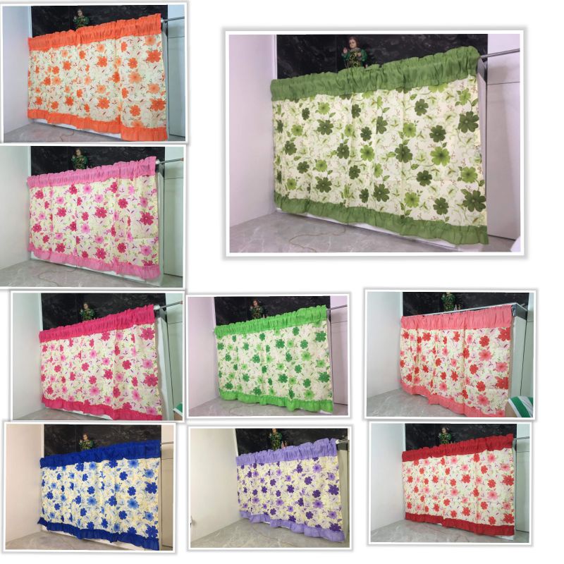 floral design lababo/ kitchen curtain(jana) | Shopee Philippines
