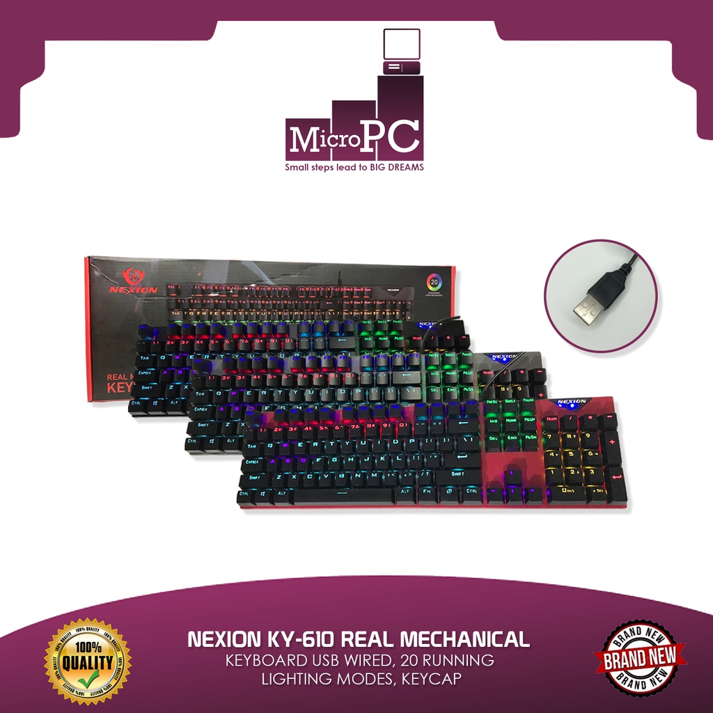 NEXION KY-610 REAL MECHANICAL KEYBOARD, USB WIRED, 20 RUNNING LIGHTING ...