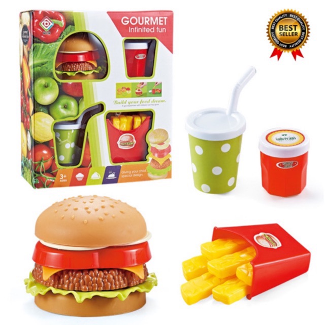 Fast Food Burger Meal Set Fries Soft Drinks Toy Toys | Shopee Philippines