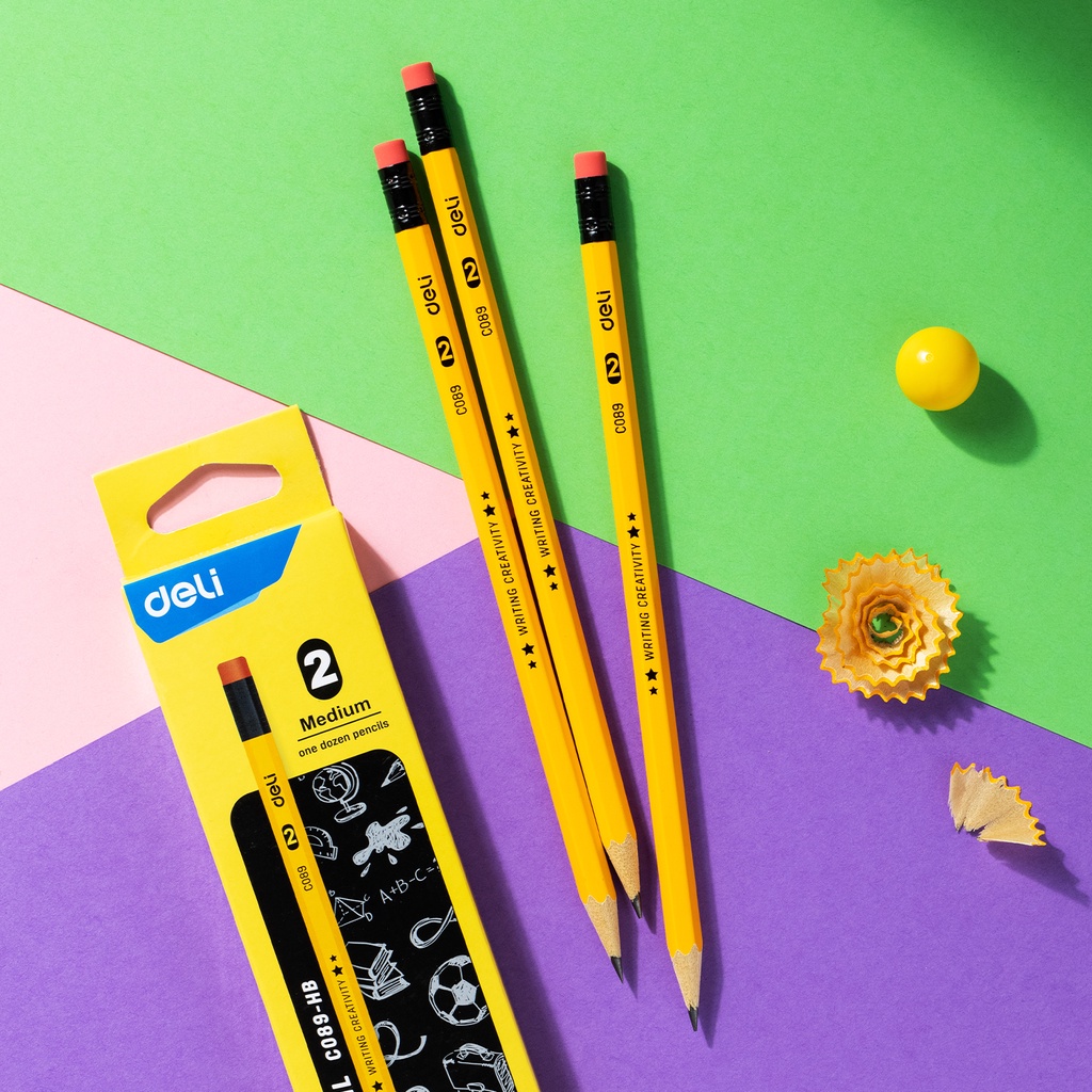 Deli 12pcs Pencil #1 #2 #3 Soft Medium Hard Pencil School Supplies ...