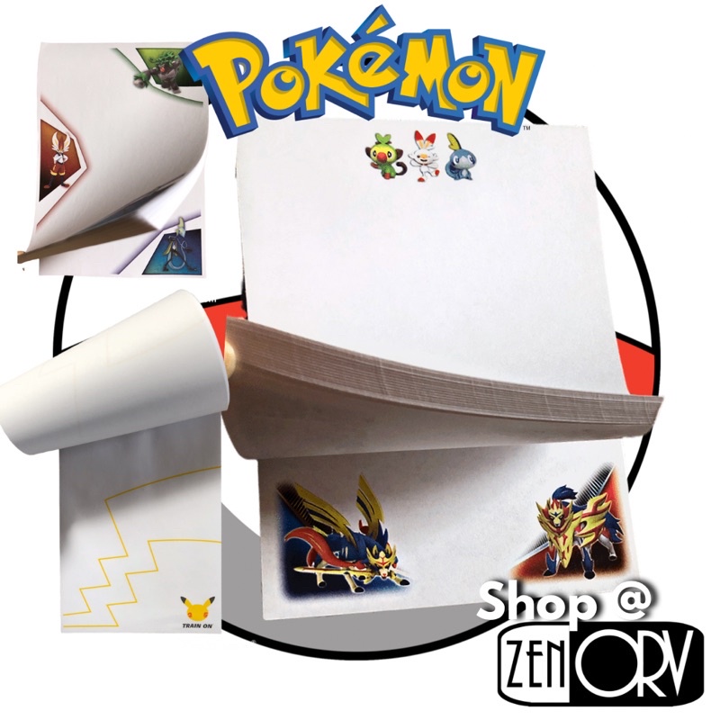 Pokemon Pad 18x12x0.7 cm 50 pages Zacian Zamazenta Galar Pikachu Logo ...