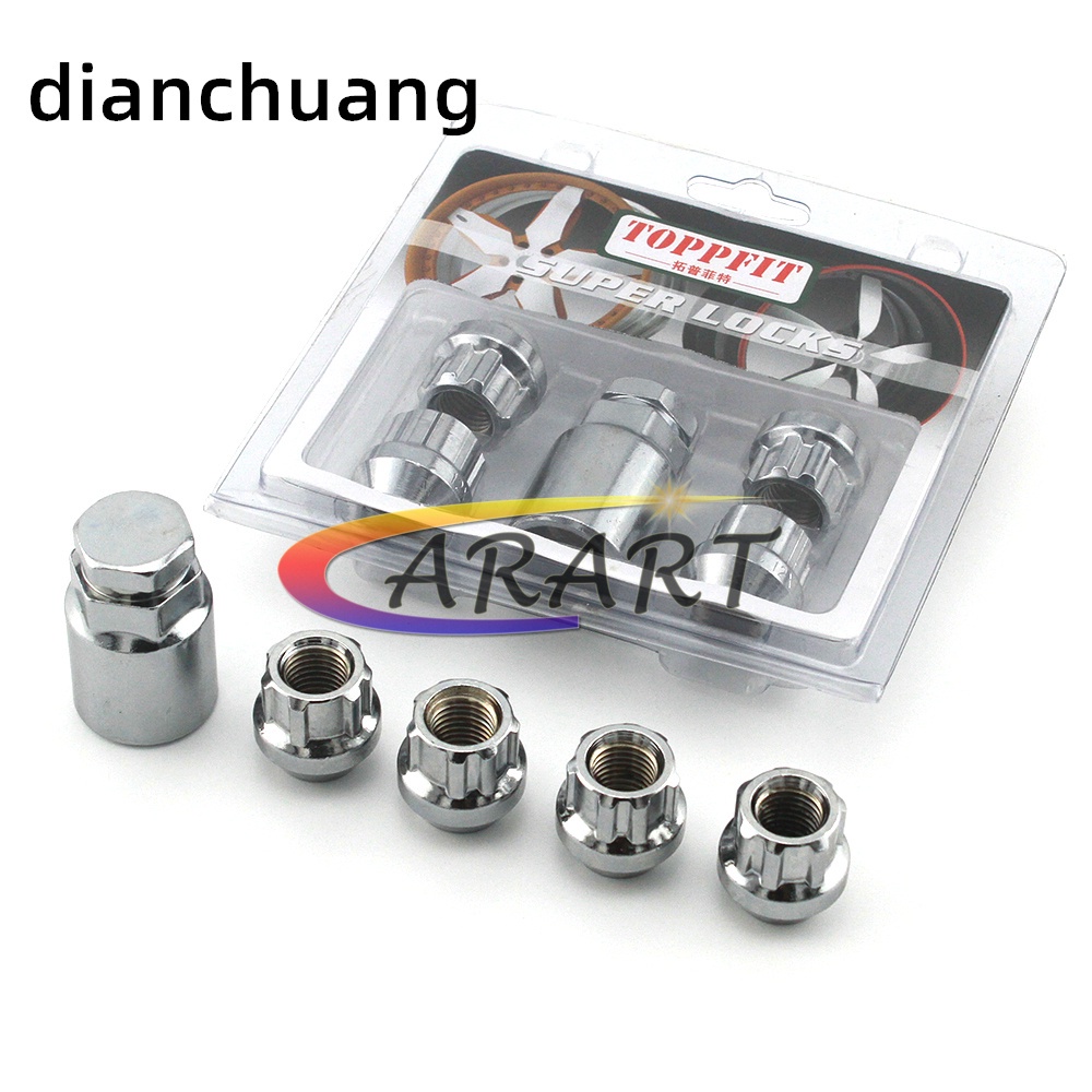 M12x1.5/1.25 Wheel Lock Lug Nuts 4 Car Anti Theft Locking Nuts 1 Key ...