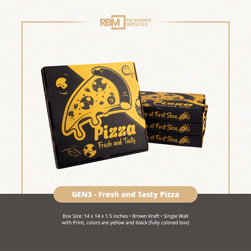 Pizza Box Corrugated - Fresh and Tasty / 14 inches / 50pcs | Shopee ...