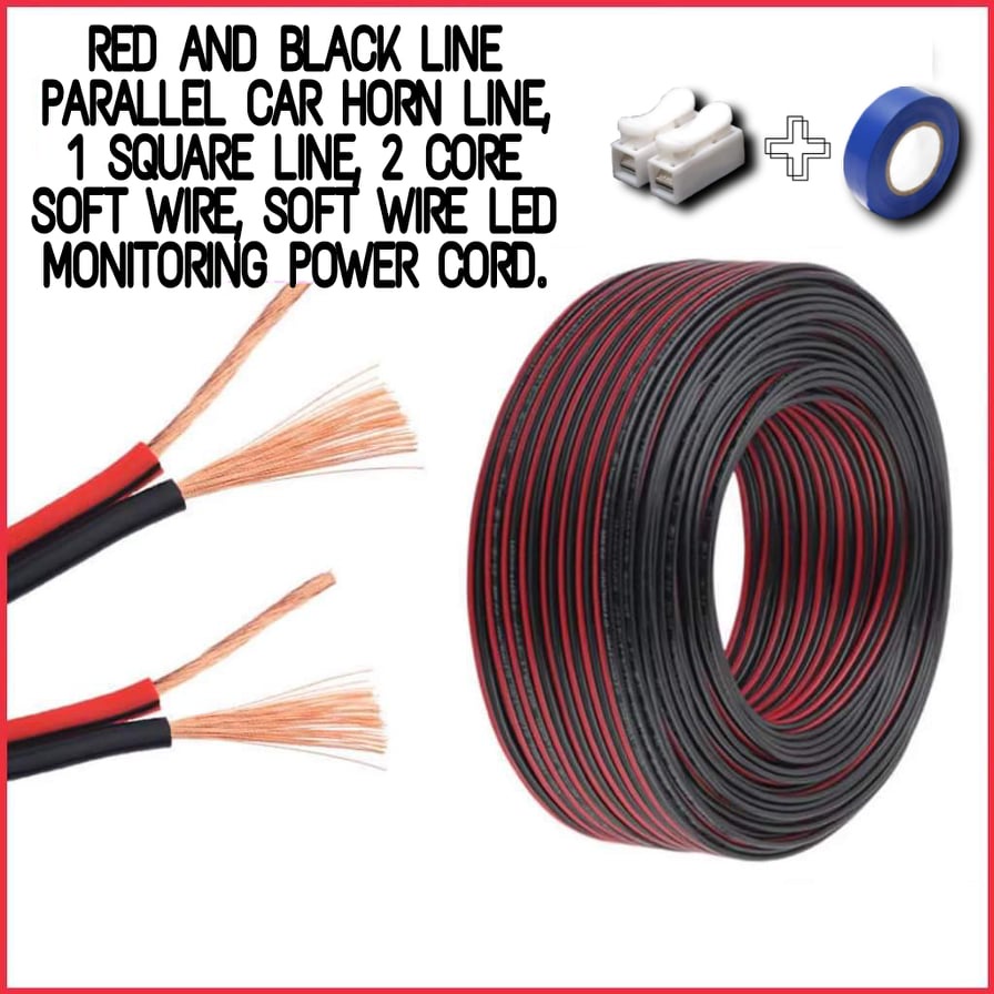 Red and black line parallel car horn line 1 square wire 2 core soft ...