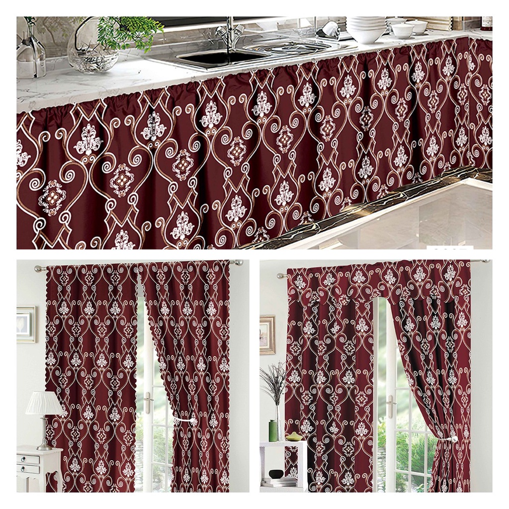 Red Set Christmas Flower Kitchen Lababo Curtain Under Sink Curtain ...