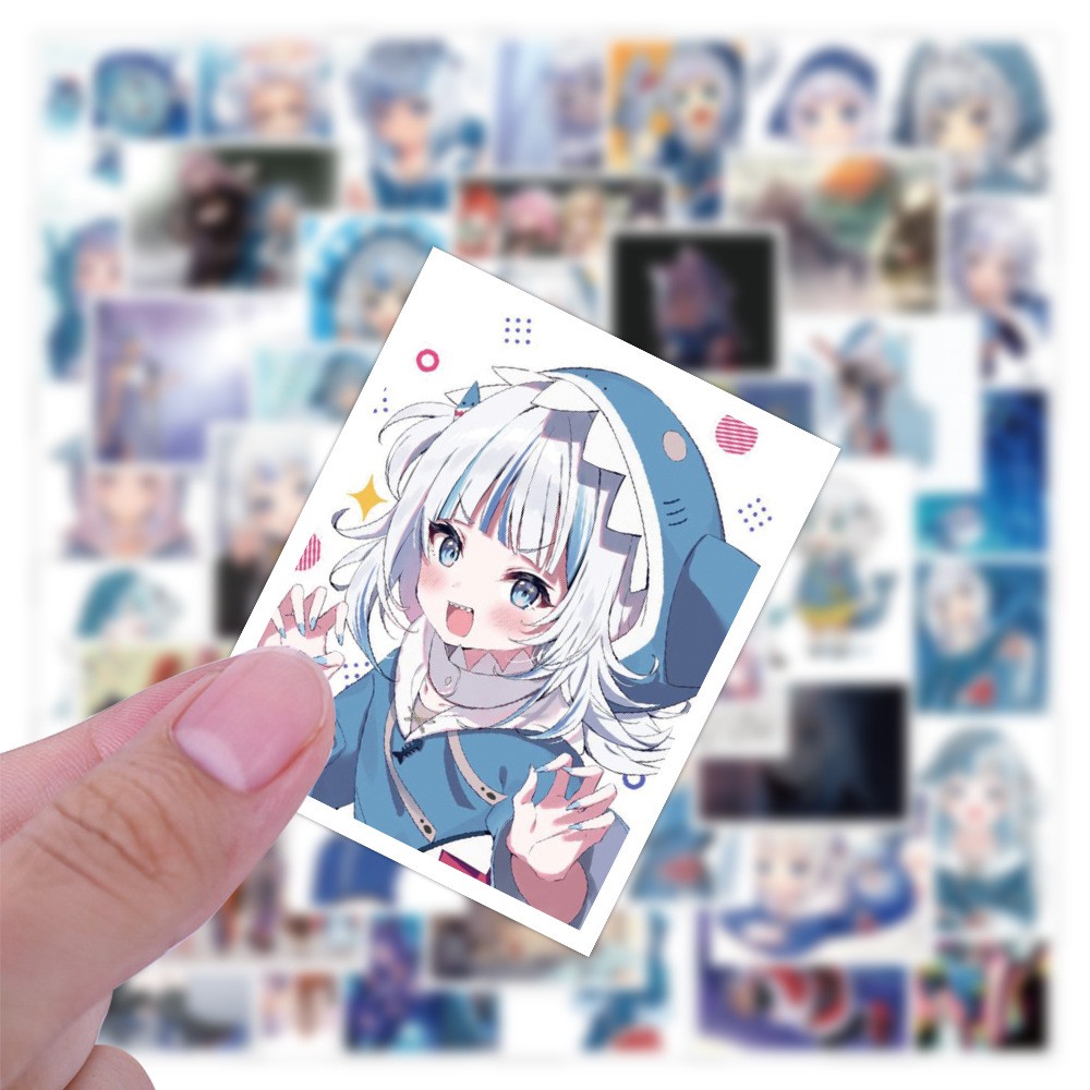 52pcs Gawr Gura Stickers Cute Hololive PVC Cartoon Waterproof Sticker ...