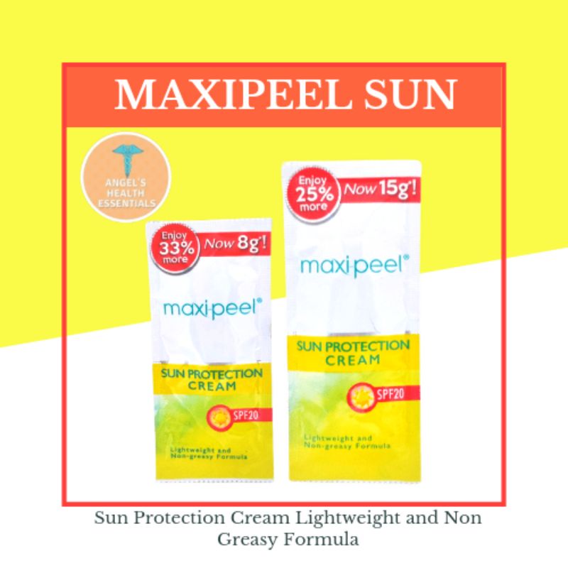 Maxipeel Sun Protection Cream SPF 20 Sachet 8g and 15g | Shopee Philippines