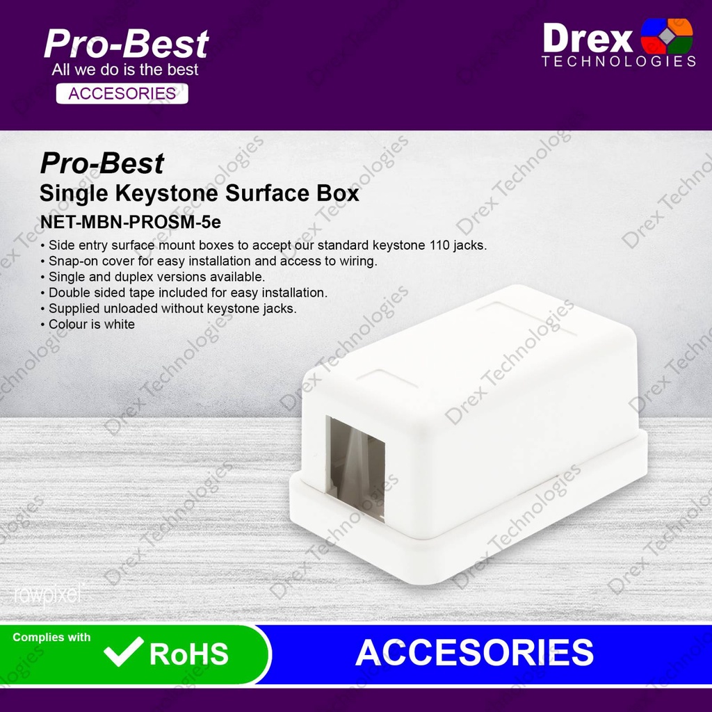 Probest 1-Port / 1-gang Surface Mounting Box for Modular Keystone Jack ...