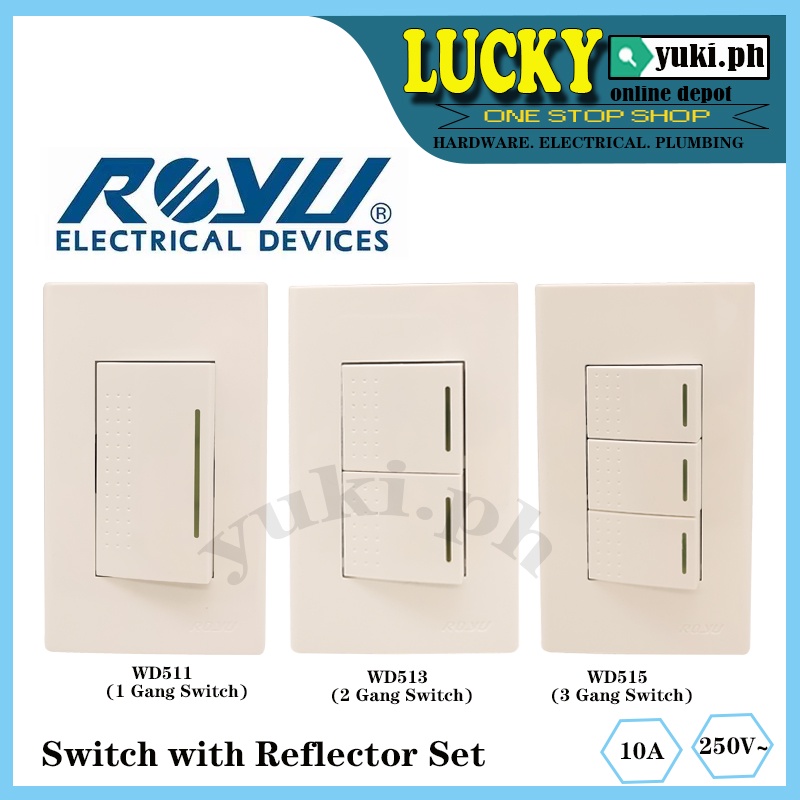 ROYU WIDE SERIES SWITCH 1G(WD511) / 2G(WD513) / 3G(WD515) 10A-250V ...